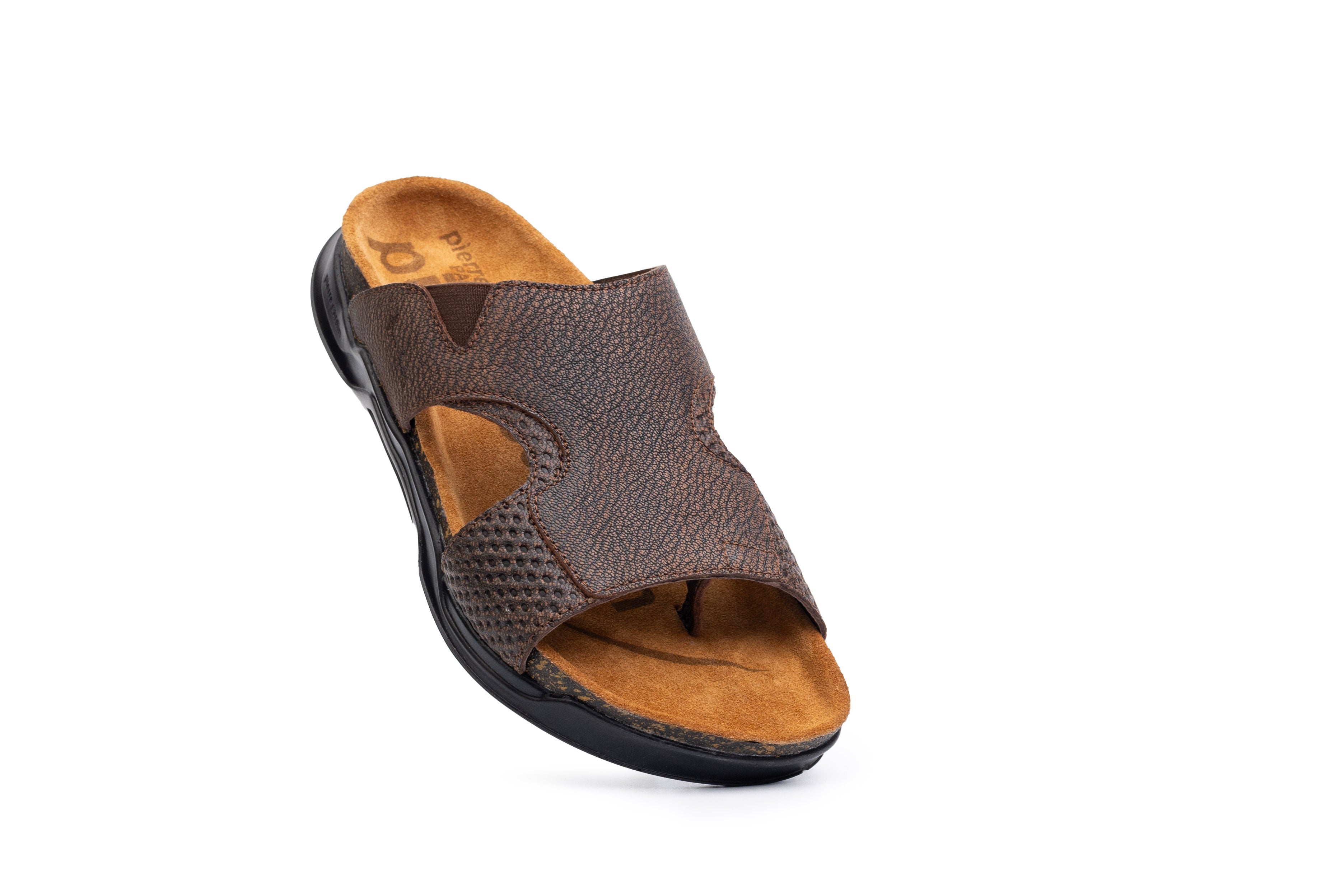 Brown Stonewashed Elastic Slides | Pierre Cardin