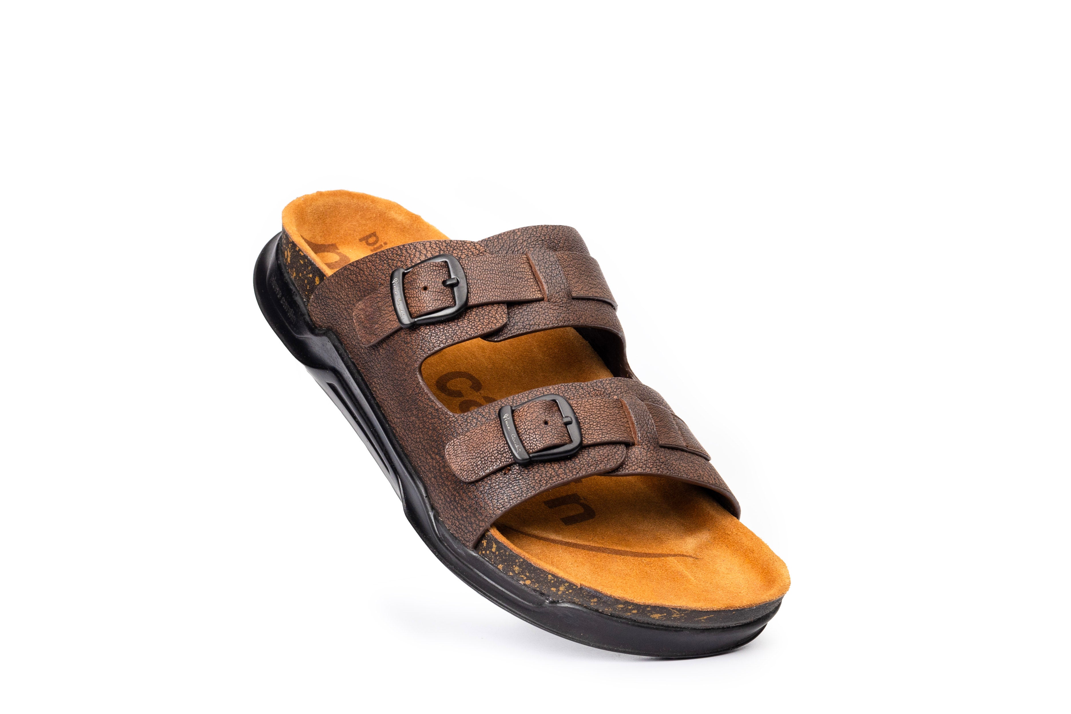 Brown Stonewashed Adjustable Slides | Pierre Cardin