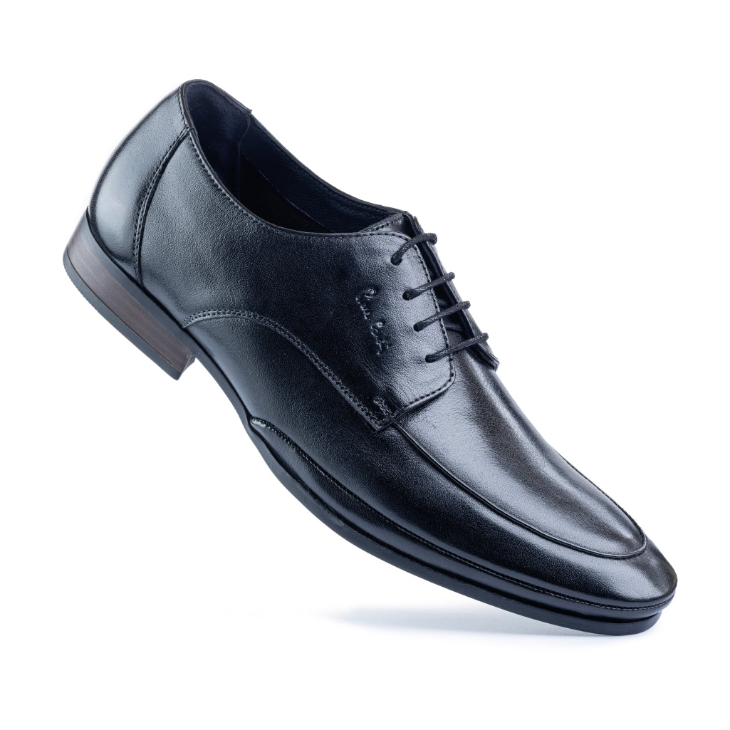 Pierre Cardin Signature Black Moc Derby Shoes For Men | French Finery
