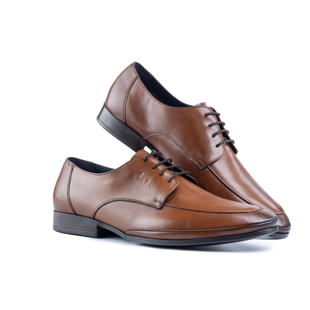 Pierre Cardin Signature Cognac Moc Derby Shoes For Men